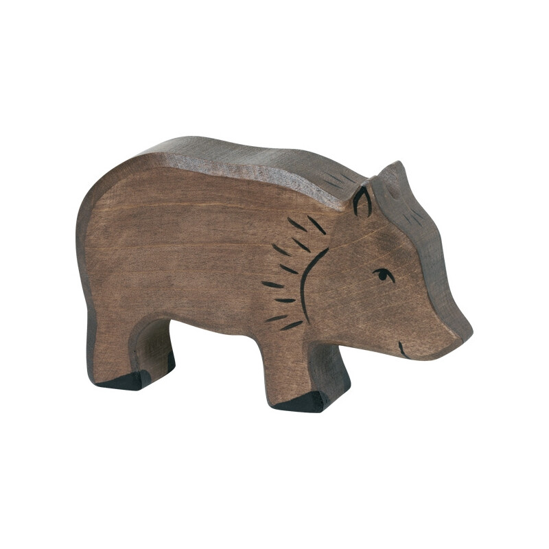 Holzfigur "Wildschwein", groß, handbemalt, braun, ca. 11,7x3x7,1cm, 8,49